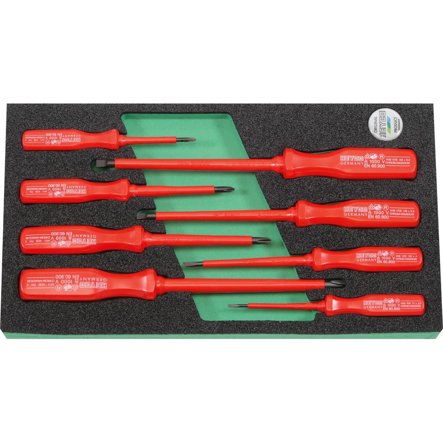 Heyco 00991002033 Insulated VDE Phillips/Slotted Screwdriver Set, 8 Pi ...
