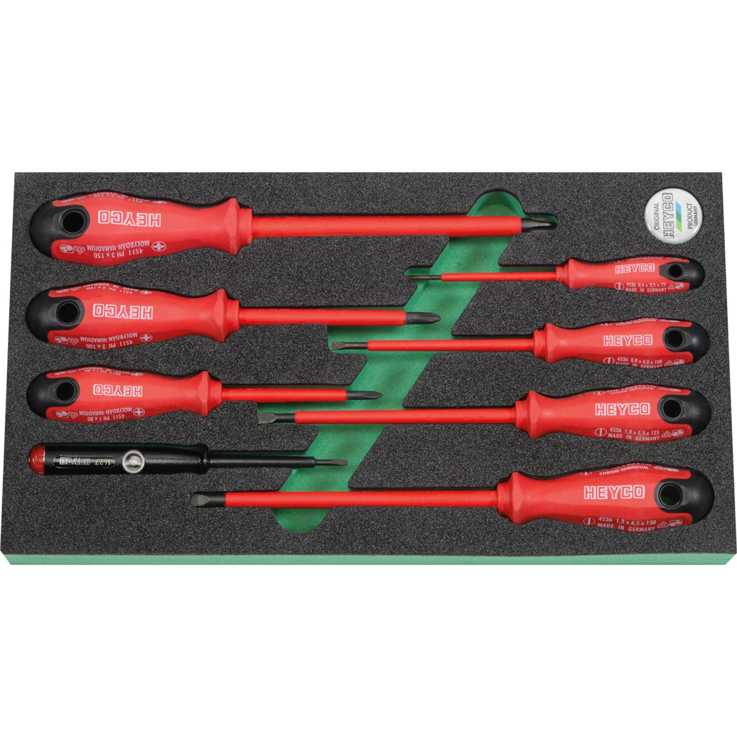Heyco 00991003033 Insulated VDE Phillips/Slotted Screwdriver Set, 8 Pi ...