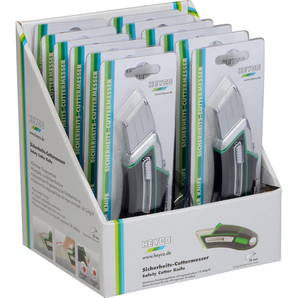 Heyco 01664041200 Safety Cutter Knife, Sales display with 12 pcs ...
