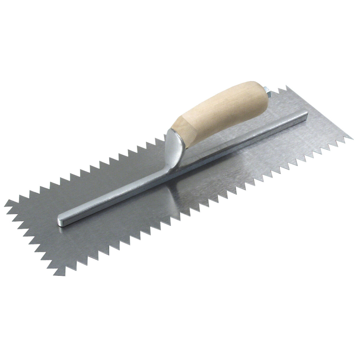 Kraft Tool PL631 12" x 5" 1/2" x 1/2" V Notch Scratcher Trowel with Wo ...
