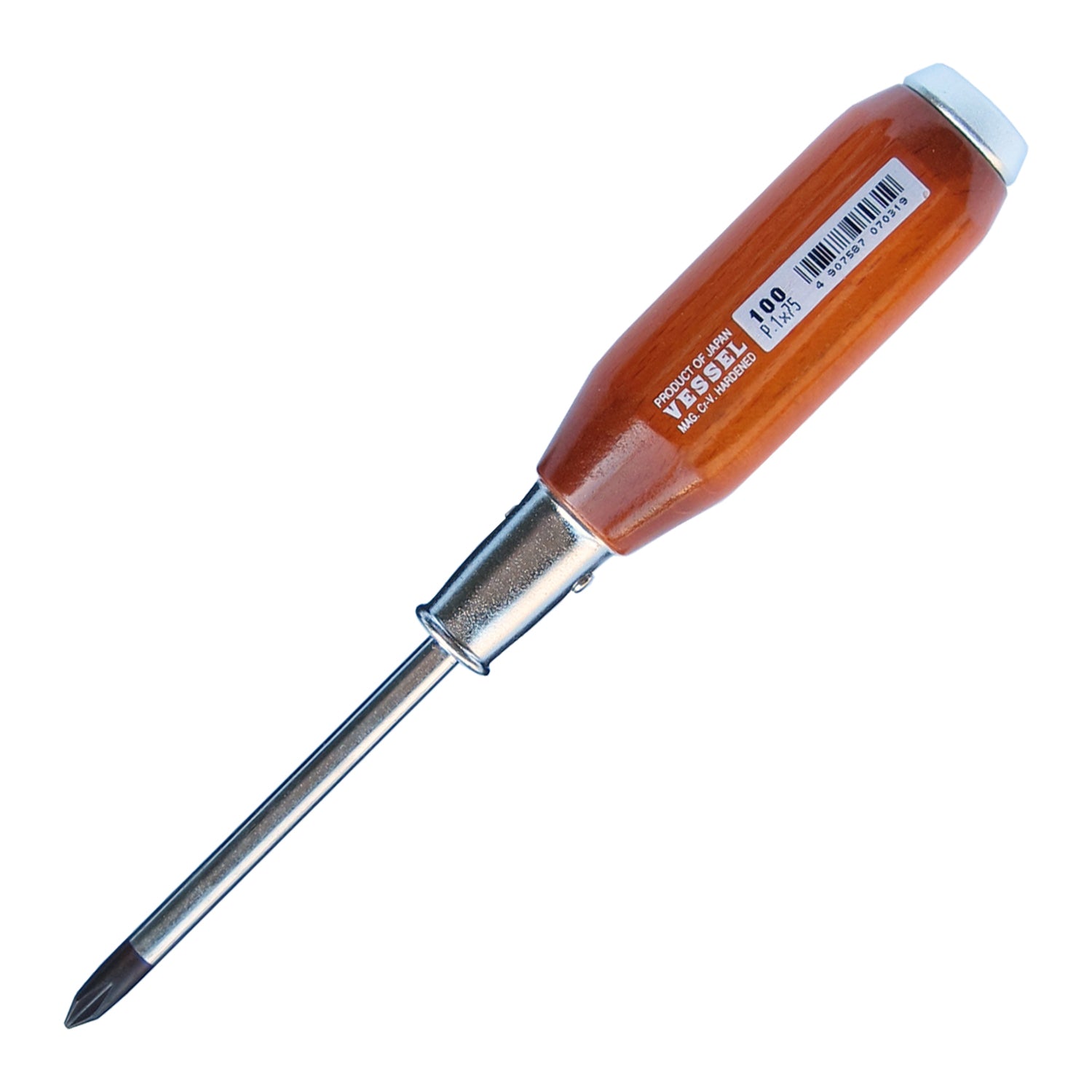 Vessel 100P175 Genuine Wood Handle Tang-Thru Screwdriver No.100 Ph1x75 ...