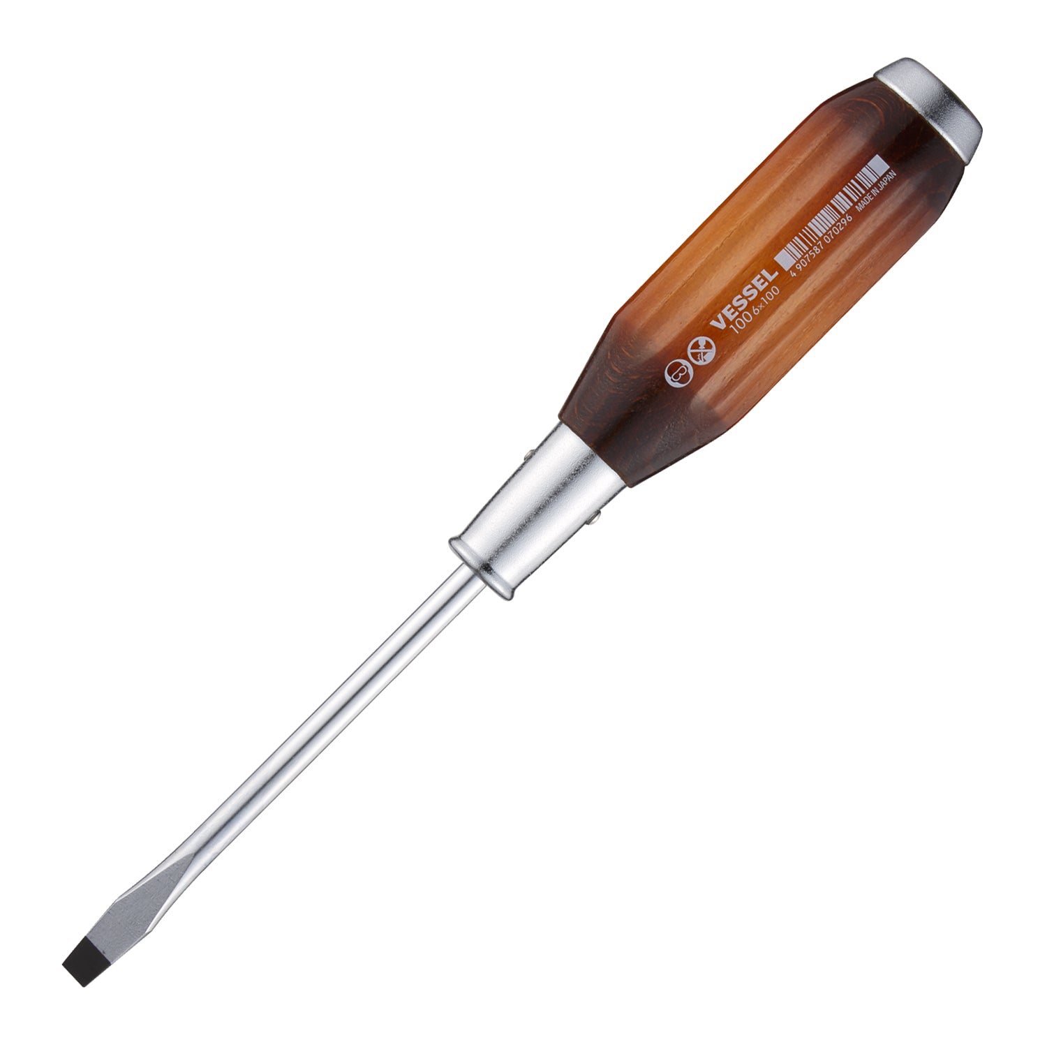 Vessel 100S5575 Genuine Wood Handle Tang-Thru Screwdriver No.100 Slott ...