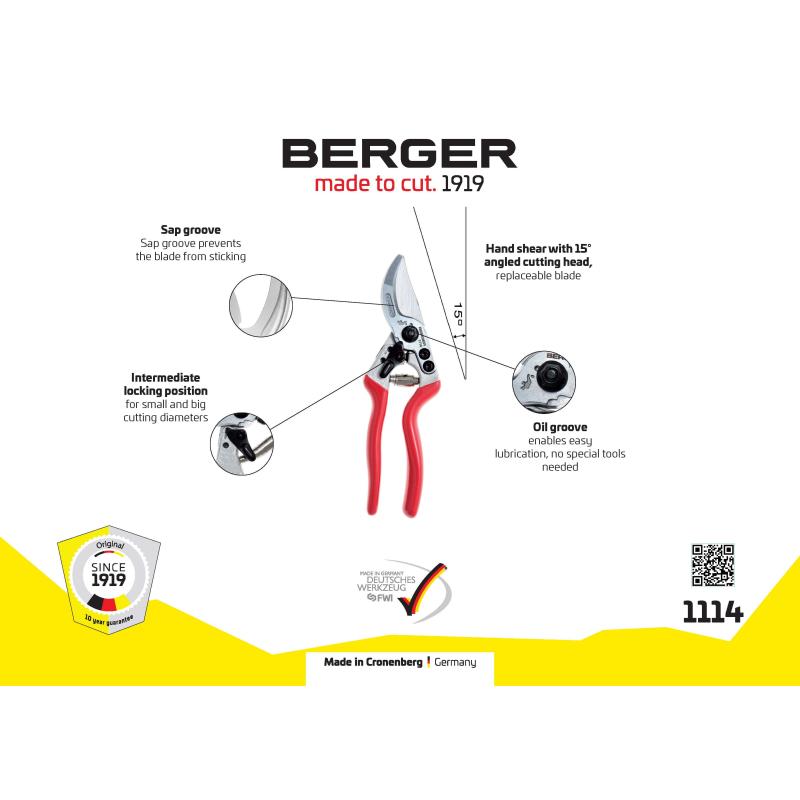 Berger Tools 1114 Pruning Hand Shear, Alu-Line, 15° Angled – Haus of Tools