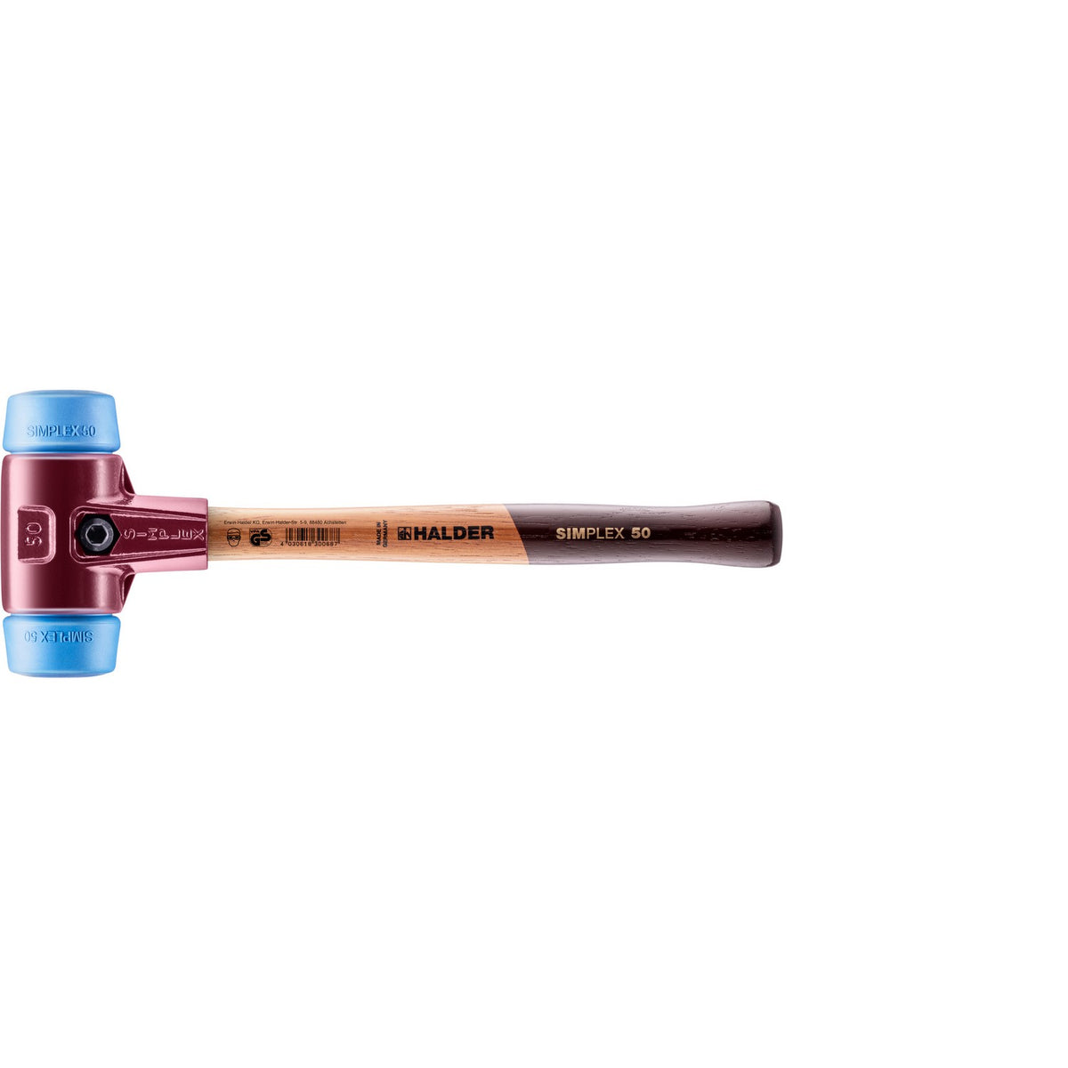 Halder 3001.050 Simplex Mallet with Soft Blue Rubber Inserts, Non-Marr ...