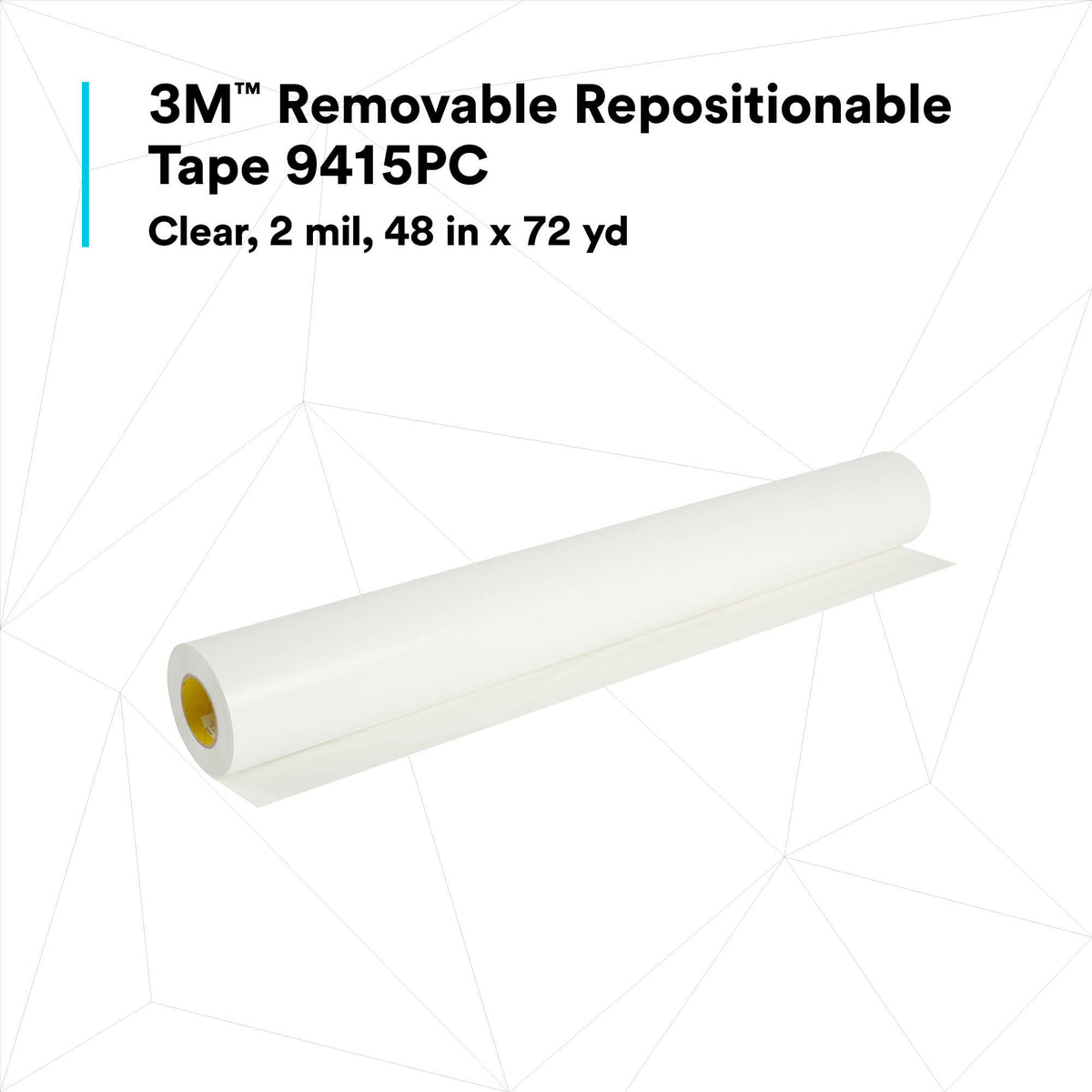 3M Removable Repositionable Tape 9415PC, Clear, 48 in x 72 yd, 2 mil ...