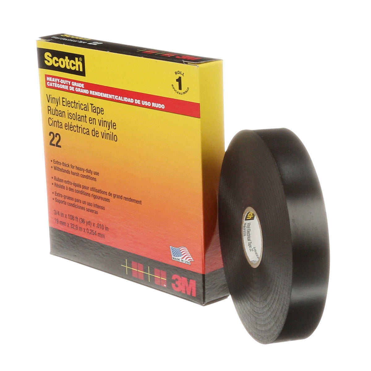 Scotch® Vinyl Electrical Tape 22, 3/4 in x 36 yd, Black, 12 rolls/cart ...