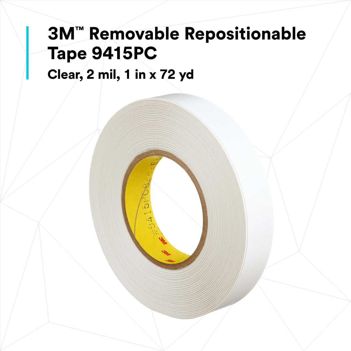 3M Removable Repositionable Tape 9415PC, Clear, 1 in x 72 yd, 2 mil ...