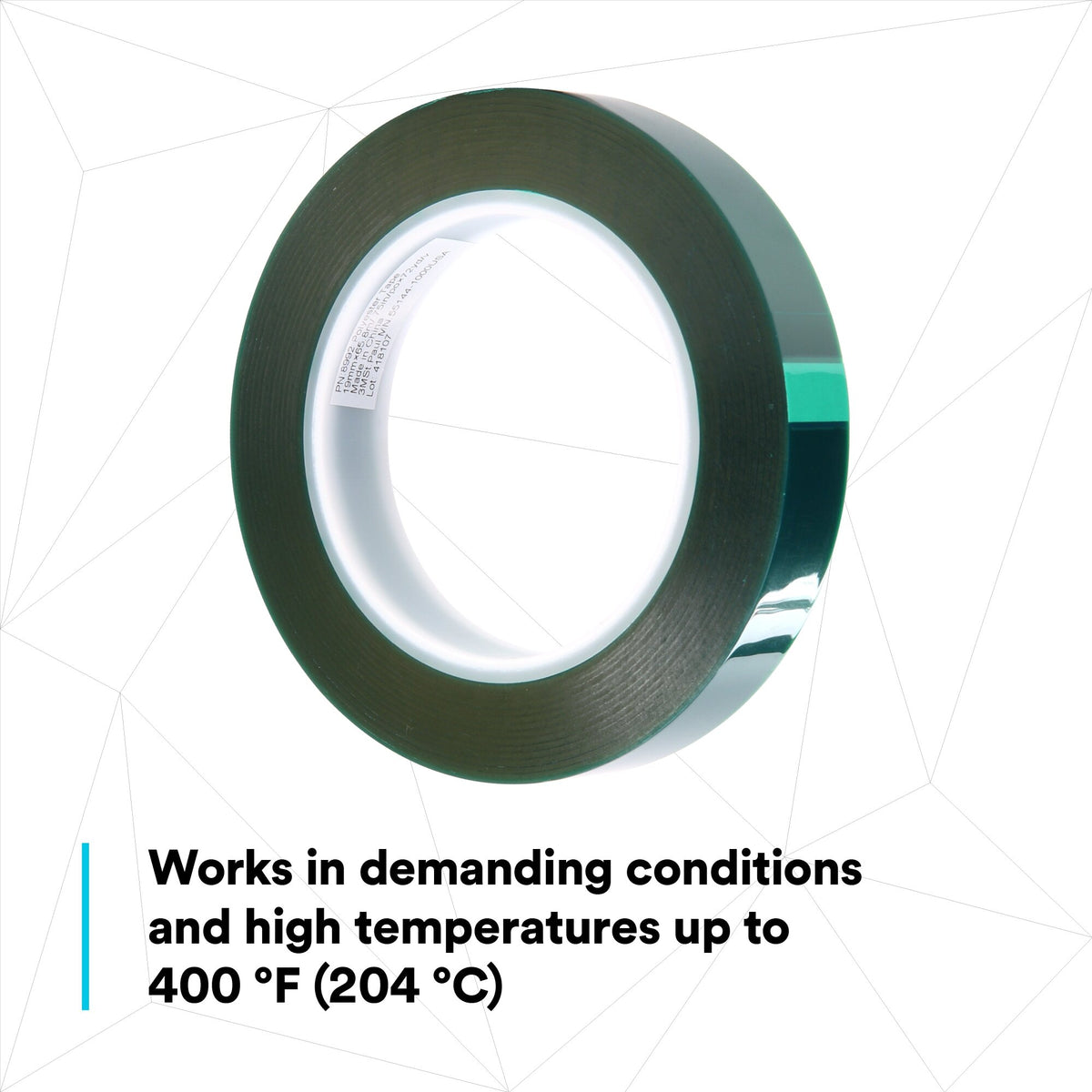 3M Polyester Tape 8992, Green, 3/4 in x 72 yd, 3.2 mil, 48 rolls perca ...