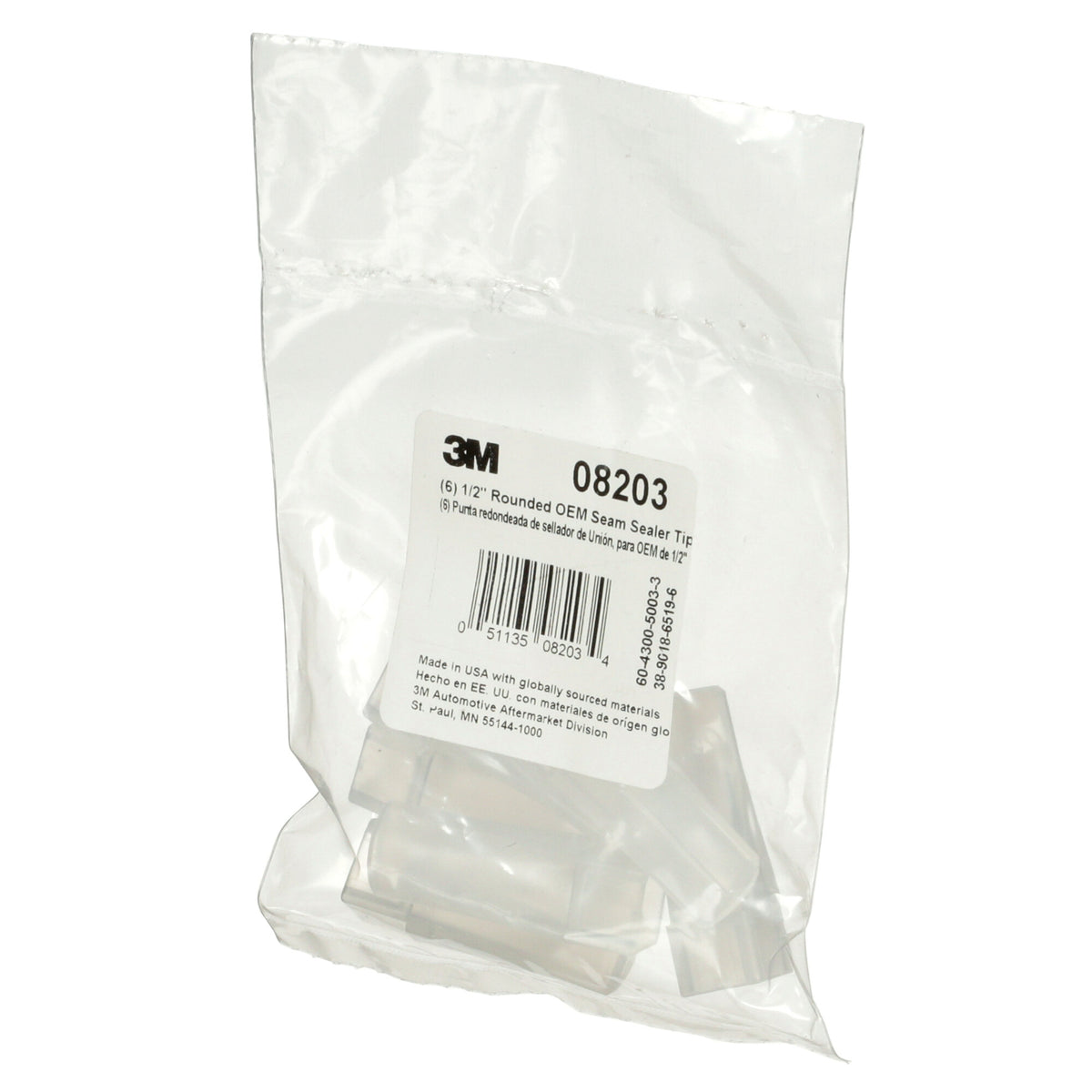 3M OEM Seam Sealer Tip, 08203, 1/2 in, Rounded, 6 per bag, 6 bags perc ...