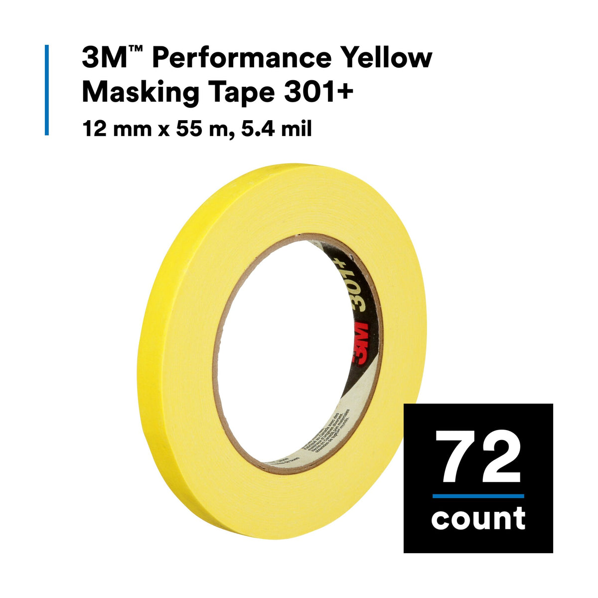 3M Performance Yellow Masking Tape 301+, 12 mm x 55 m, 6.3 mil – Haus ...