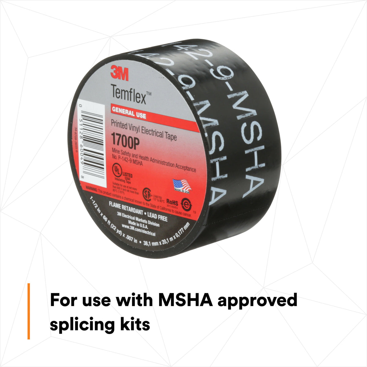 3M Temflex Mining-Grade Vinyl Electrical Tape 1700P, 1-1/2 in x 66 ft ...