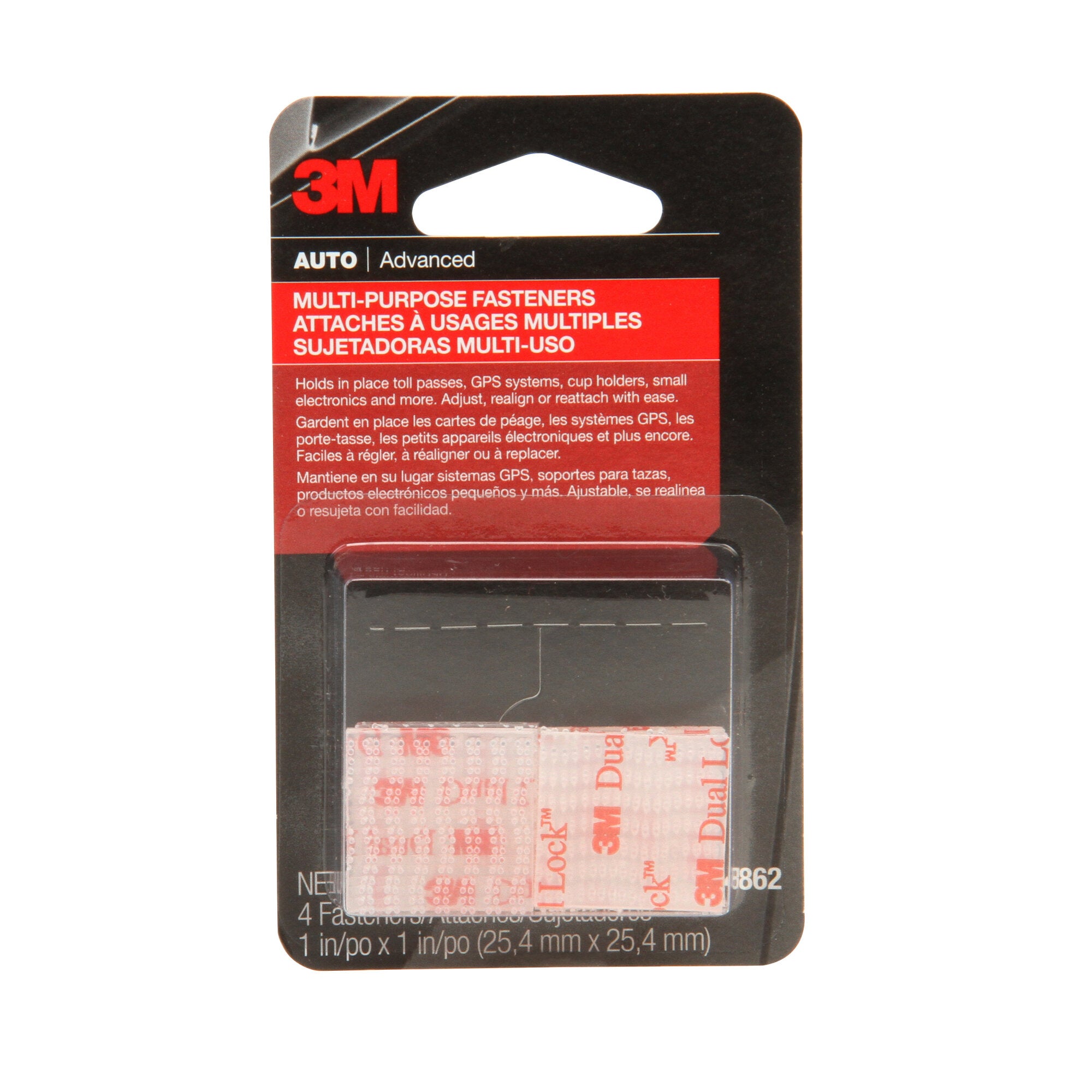 3M Dual Lock Reclosable Fasteners, 04862, 1 in X 1 in, 4 pair perpack ...