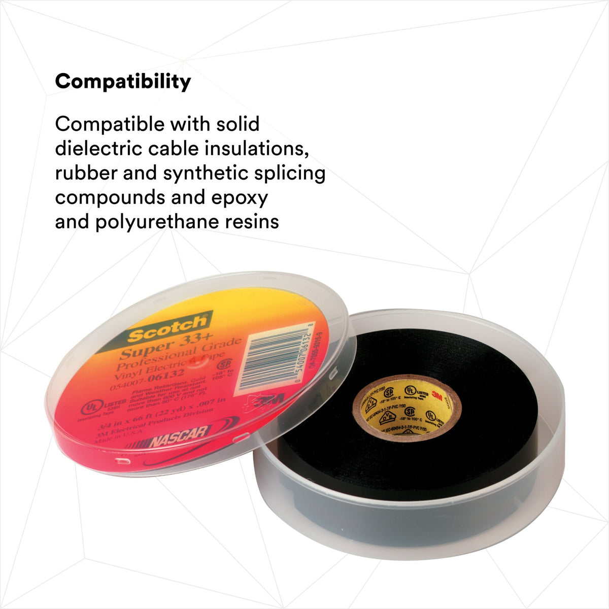Scotch® Super 33+ Vinyl Electrical Tape, 3/4 in x 52 ft, Black, 10 rol ...