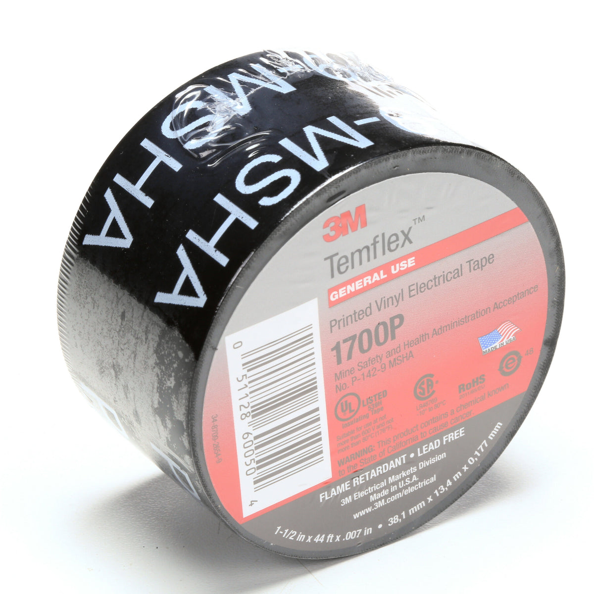 3M Temflex Mining-Grade Vinyl Electrical Tape 1700P, 1-1/2 in x 44 ft ...