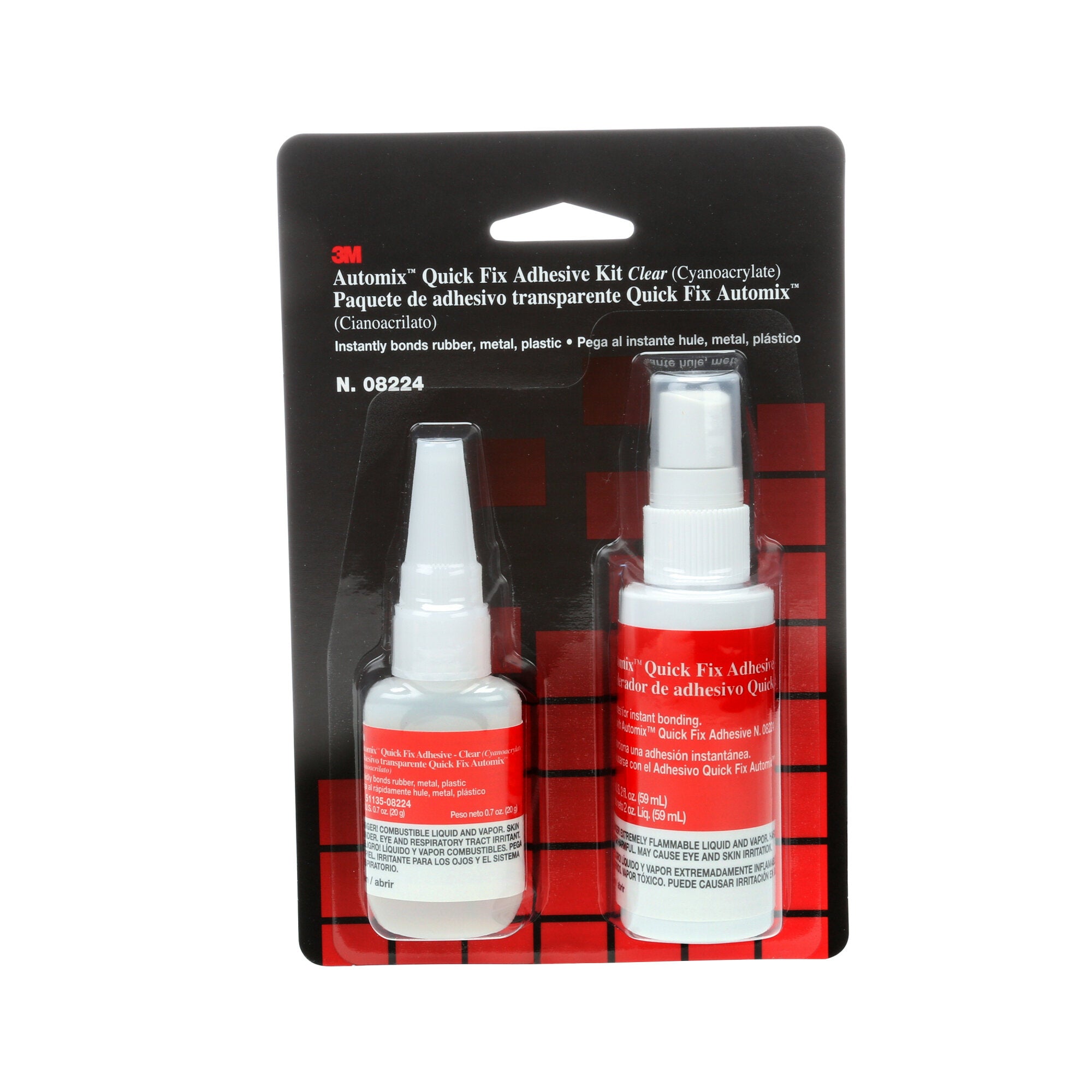 3M Quick Fix Adhesive Kit, 08224, 0.7 oz adhesive/2.0 oz acceleratorBo ...