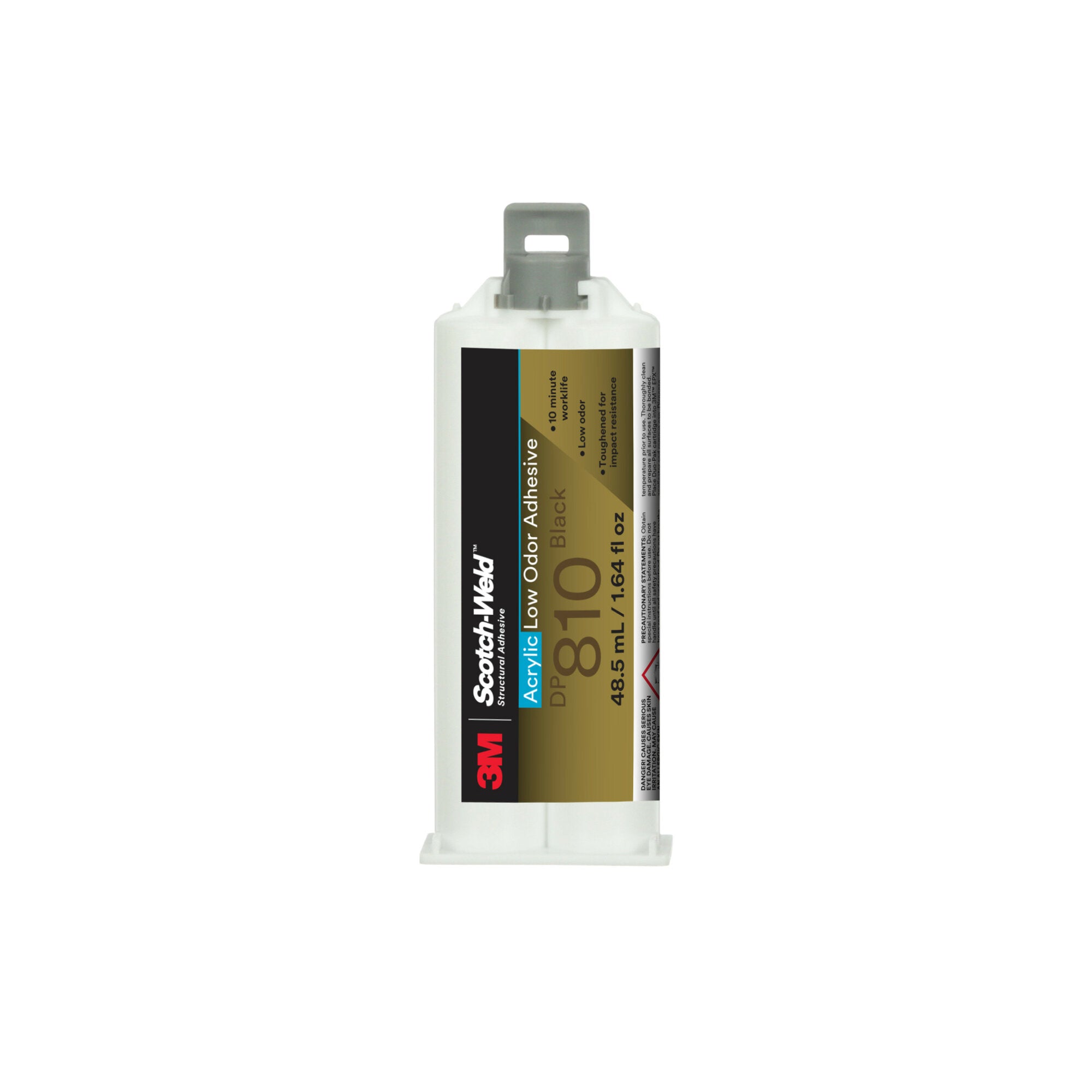 3M Scotch-Weld Low Odor Acrylic Adhesive DP810, Black, 48.5 mLDuo-Pak ...