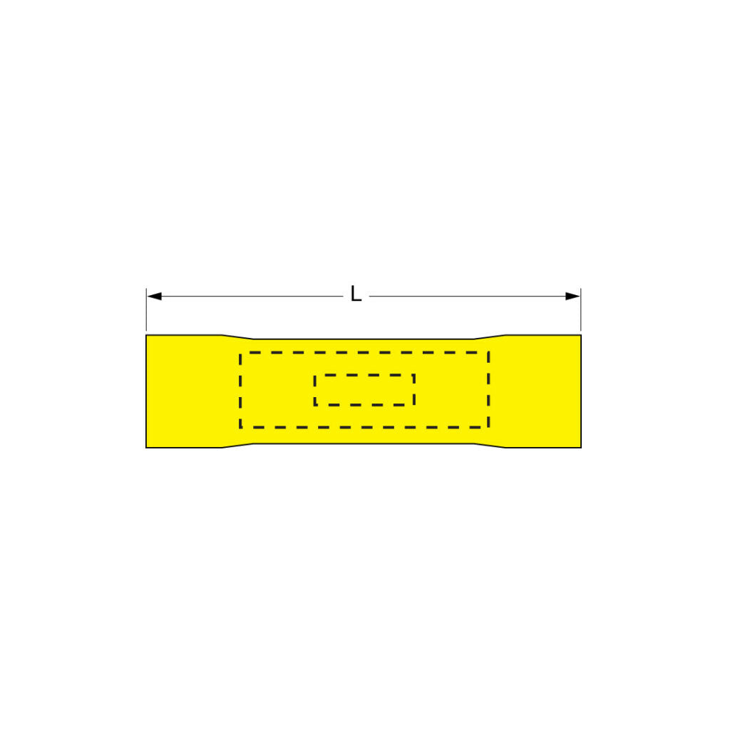 3M Vinyl Insulated Brazed Seam Butt Connector, 66-WP, Max. Temp. -40 t ...