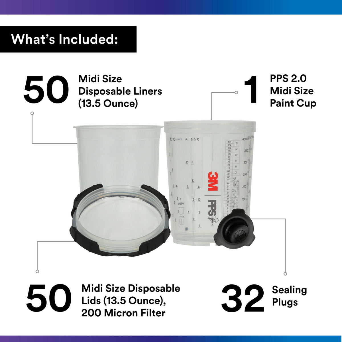 3M PPS Series 2.0 Spray Cup System Kit, 26112, Midi (13.5 fl oz, 400mL ...