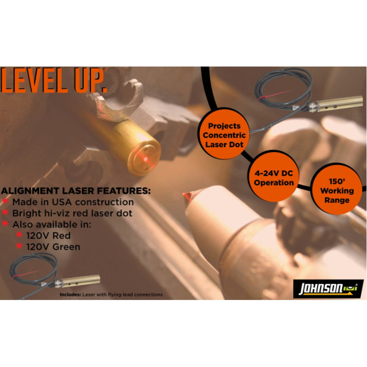 Johnson 40-6222 Industrial Alignment Dot Laser w/4-24V DC Connector ...