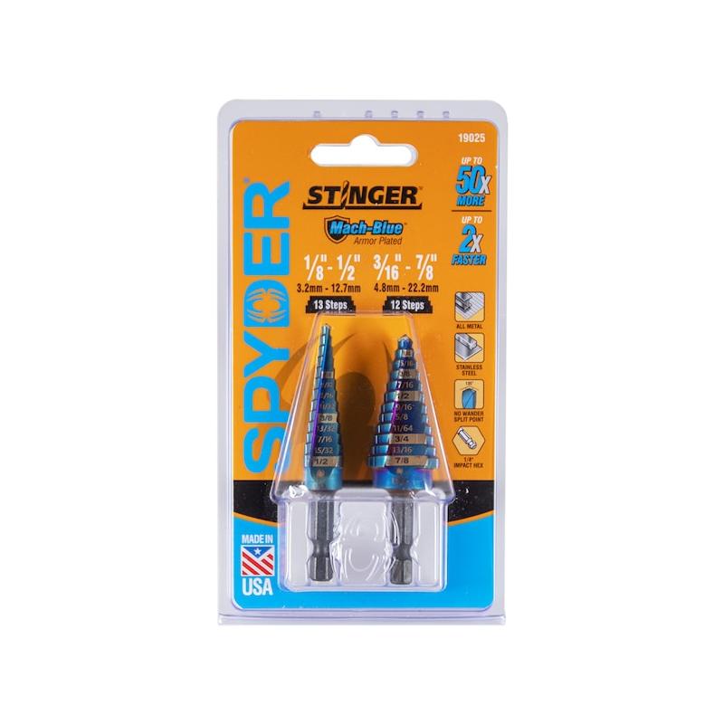 Spyder 19025 Stinger Mach-Blue Step Drill Bit Set 1/8 - 1/2" 13 Steps ...