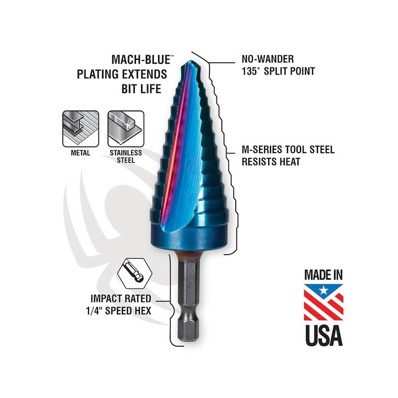 Spyder 19024 Stinger Mach-Blue 10 Step Bit, Hex Shank, 1/4 Inch - 1-3 ...