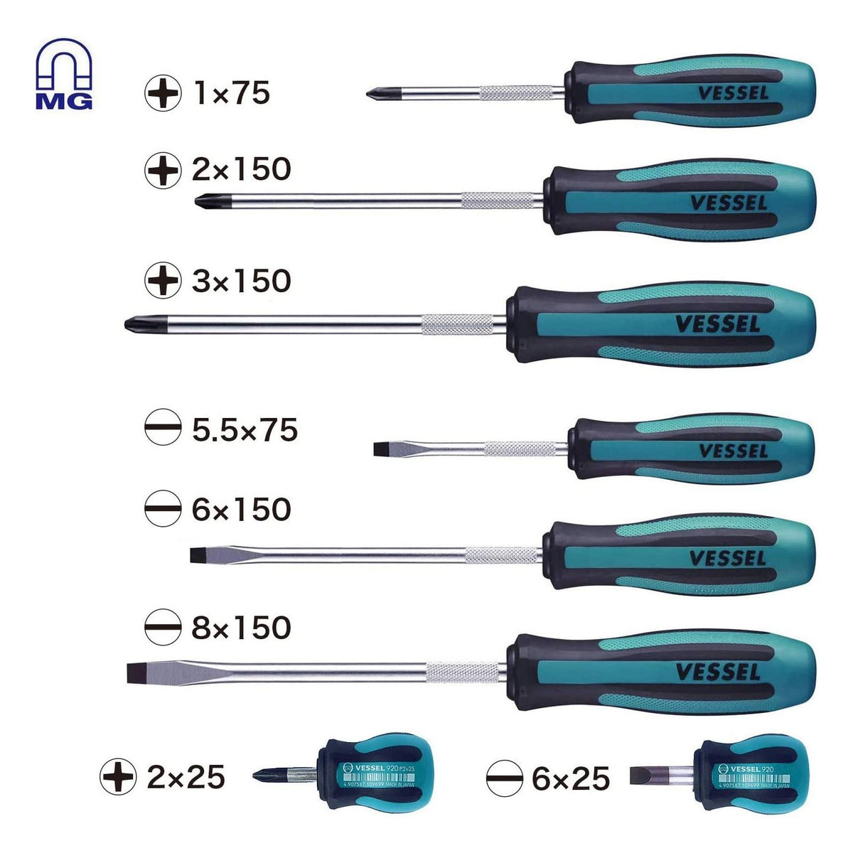 Vessel Tools 9008EVA MEGADORA Screwdriver Set, 8 pieces – Haus of Tools