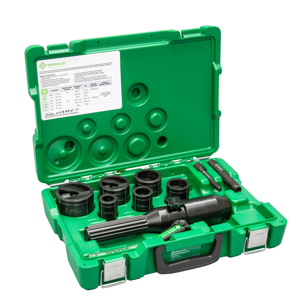 Greenlee 7806SB Quick Draw 8-Ton Hydraulic Knockout Driver Kit with Sl ...