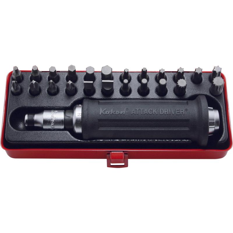 Ko-Ken AG112F 1/2 Inch Sq. Dr. Attack Driver Set Rubber Grip 25 pieces ...
