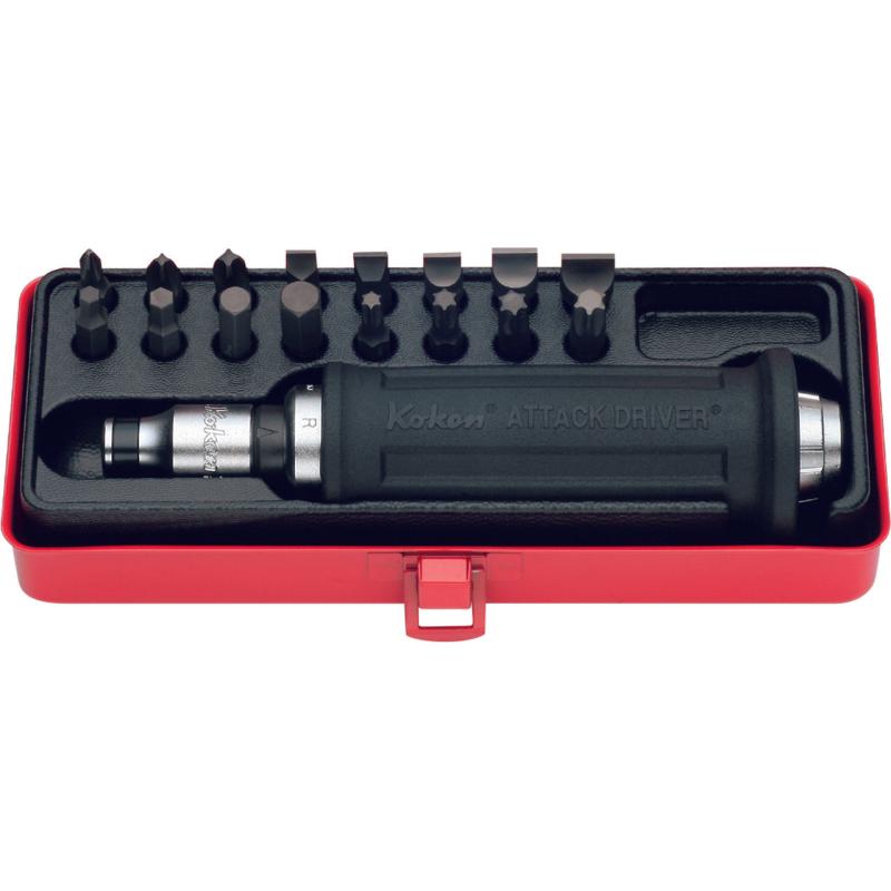 Ko-Ken AG112H 1/2 Inch Sq. Dr. Attack Driver Set Rubber Grip 18 Pieces ...