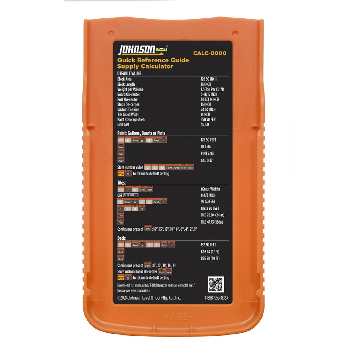 Johnson CALC-0000 Material Estimator Calculator – Haus of Tools
