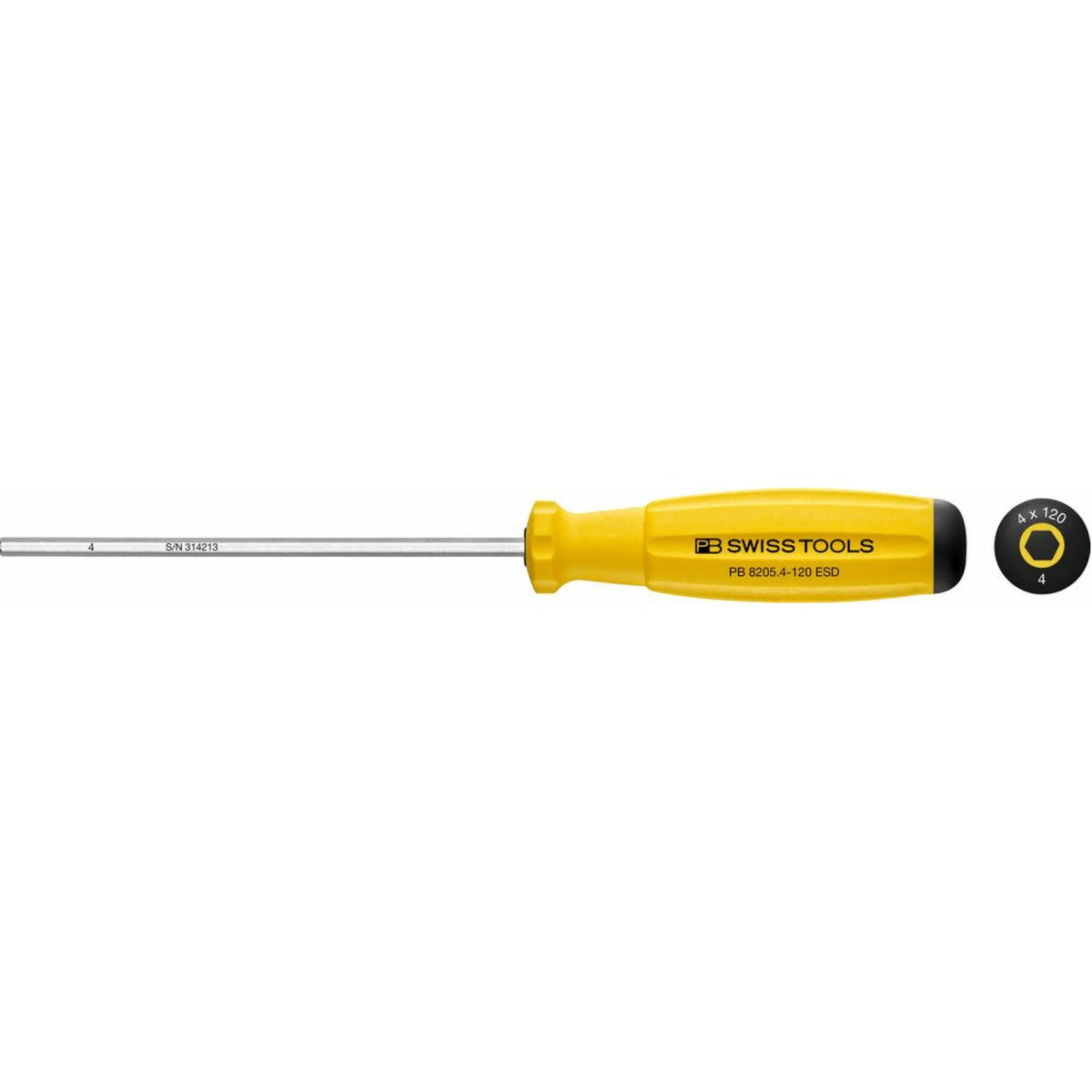 PB Swiss Tools PB 8205.4-120 ESD SwissGrip ESD Screwdriver Hex 4 mm ...