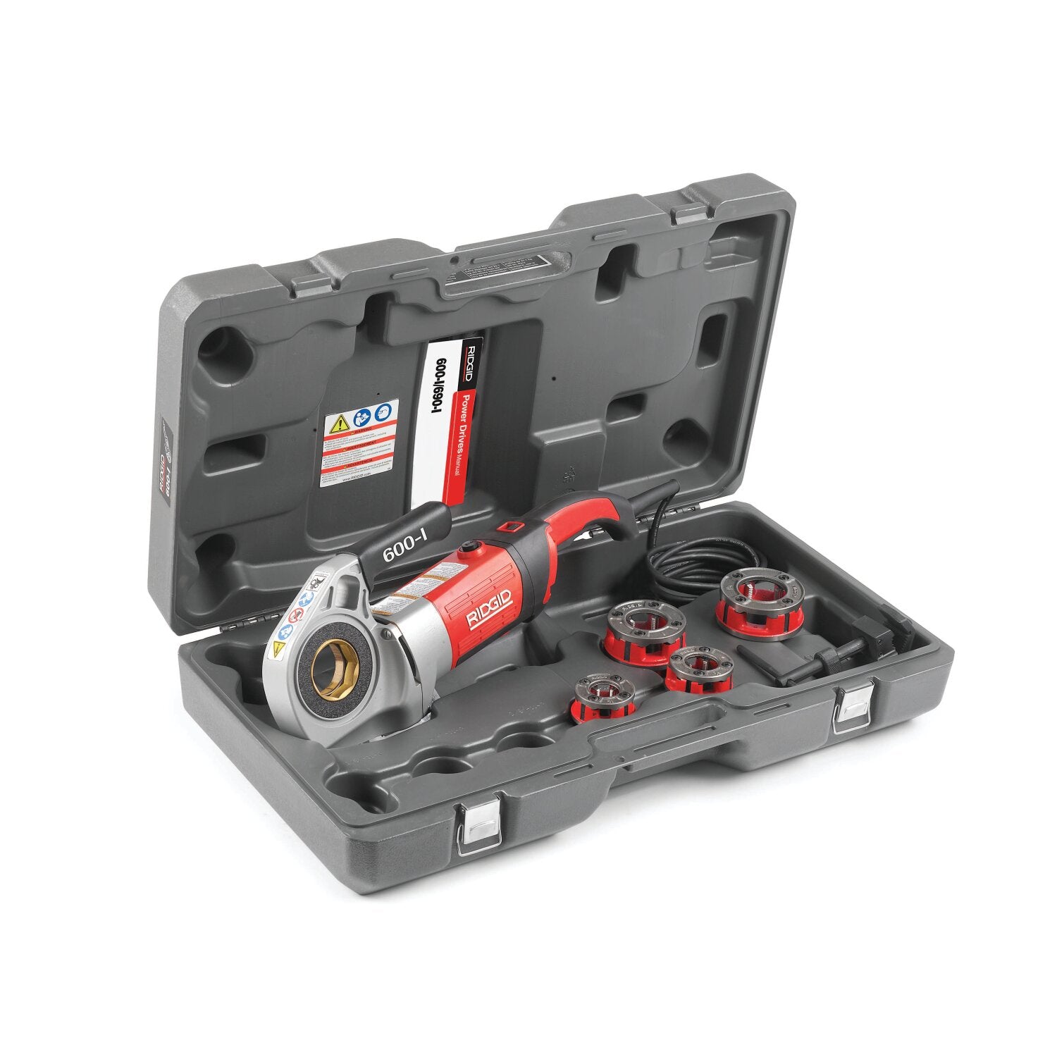 Ridgid 44918 Power Drive w/ 1/2"-1 1/4" NPT 11R Die Heads, Case and Su ...