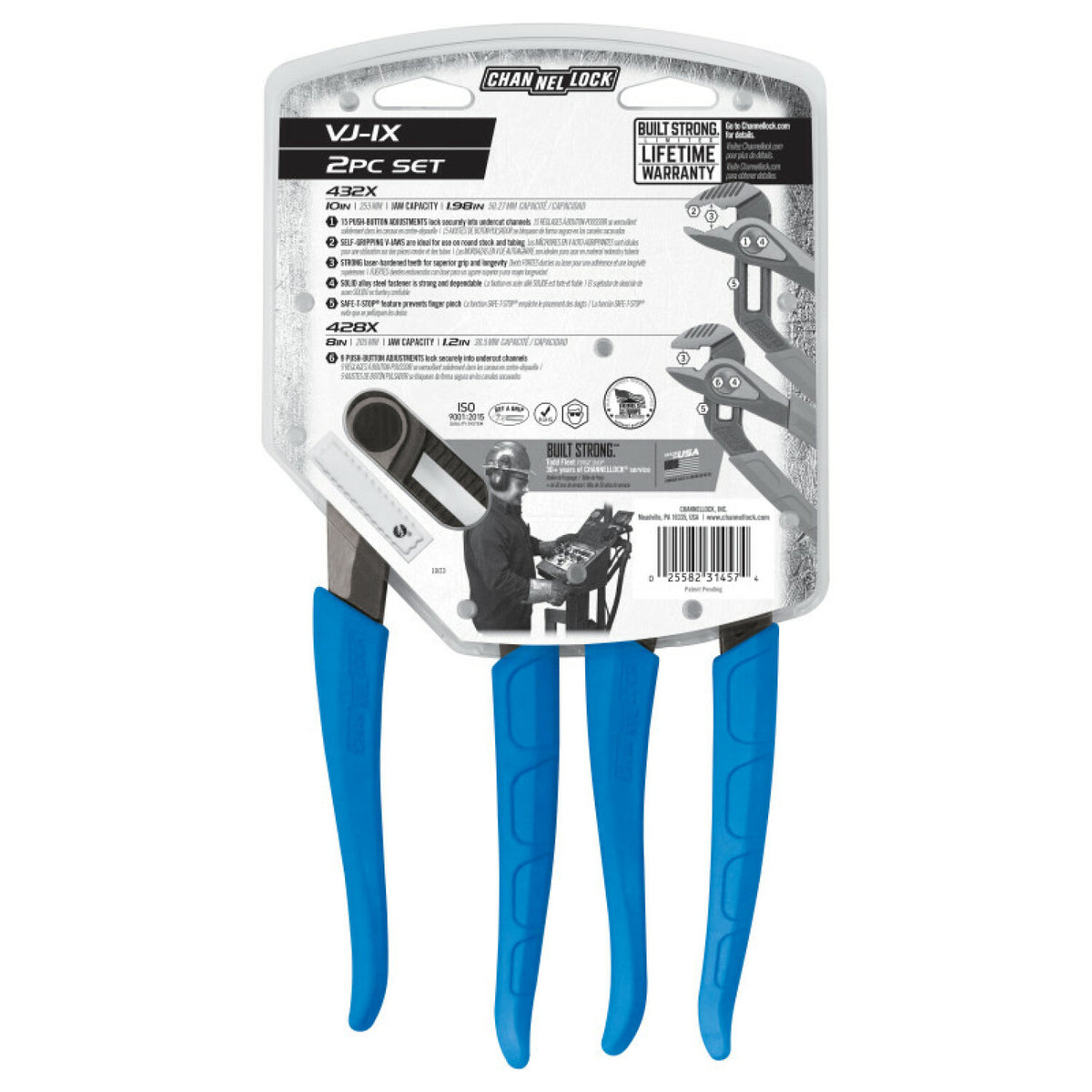 Channellock VJ-1X 2PC V-Jaw Tongue & Groove Pliers Set – Haus of Tools