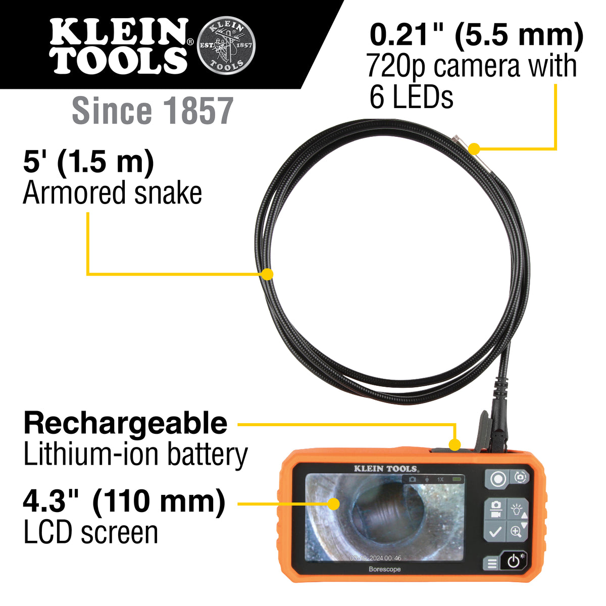 Klein Tools 69464 Plumber's Borescope Replacement Camera – Haus of Tools