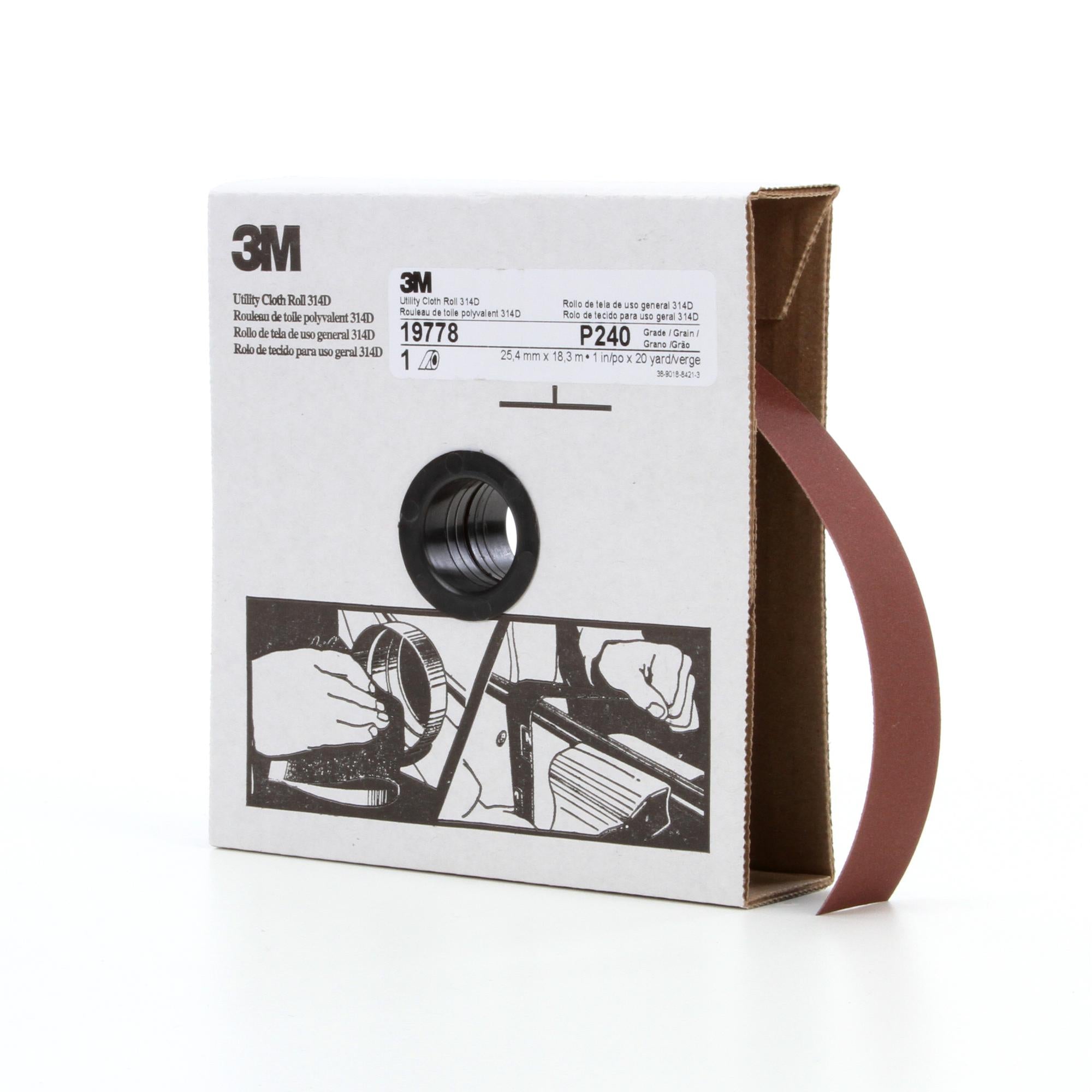 3M Utility Cloth Roll 314D, P240 J-weight, 1 in x 20 yd – Haus of Tools