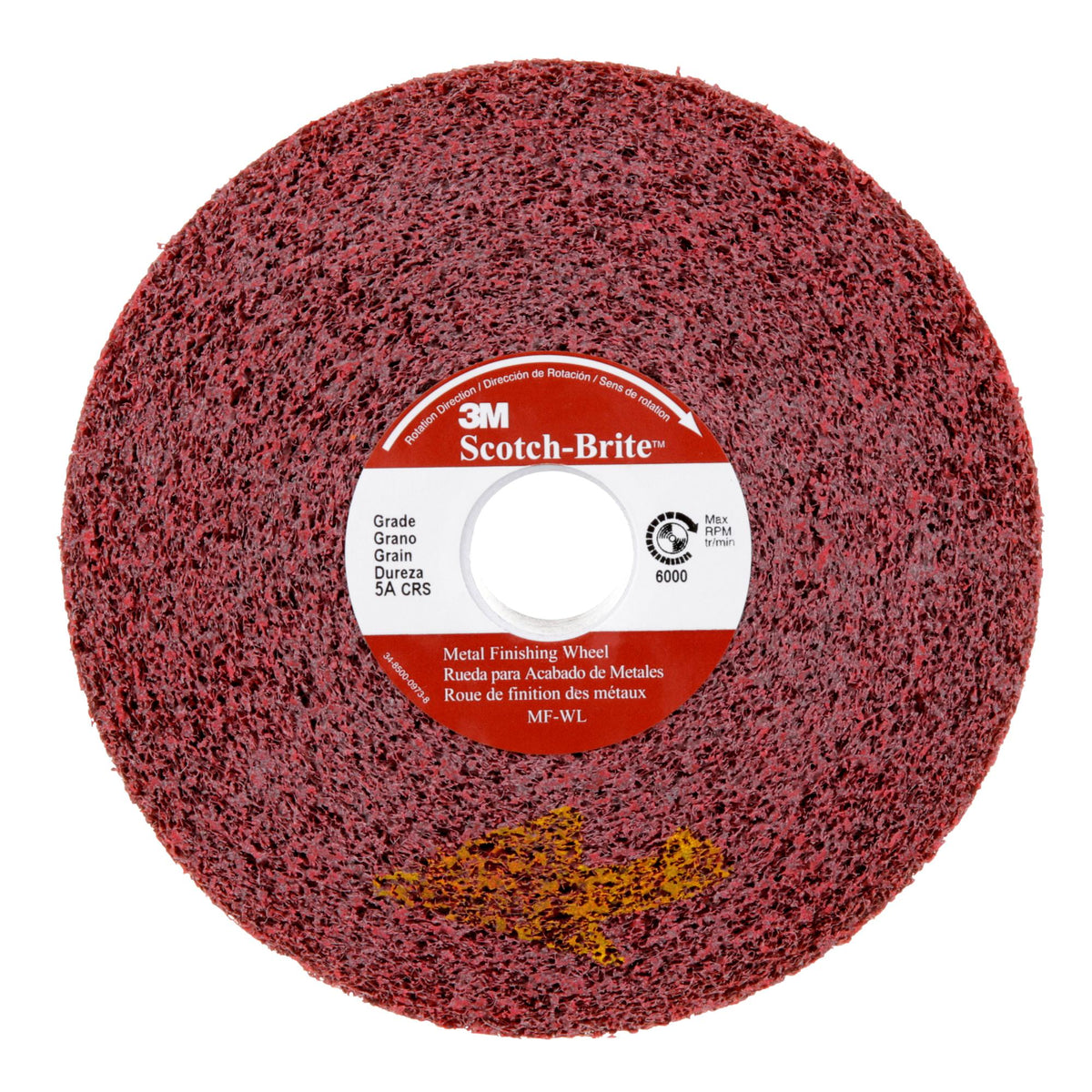 Scotch-Brite Metal Finishing Wheel, MF-WL, 5A Coarse, 6 in x 1 in x 1 ...