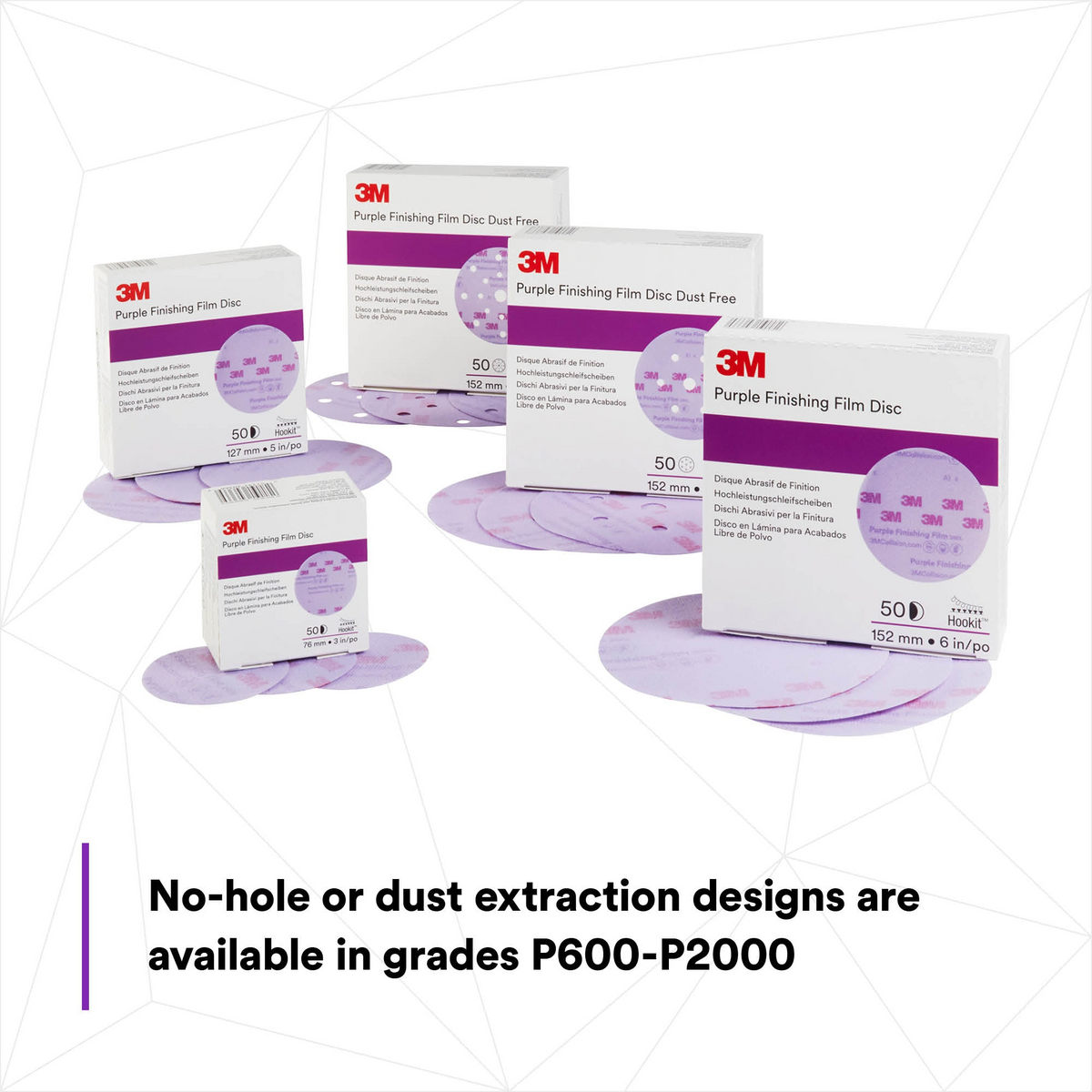 3M Hookit Purple Finishing Film Abrasive Disc 260L, 34782, 6 in, Dust ...