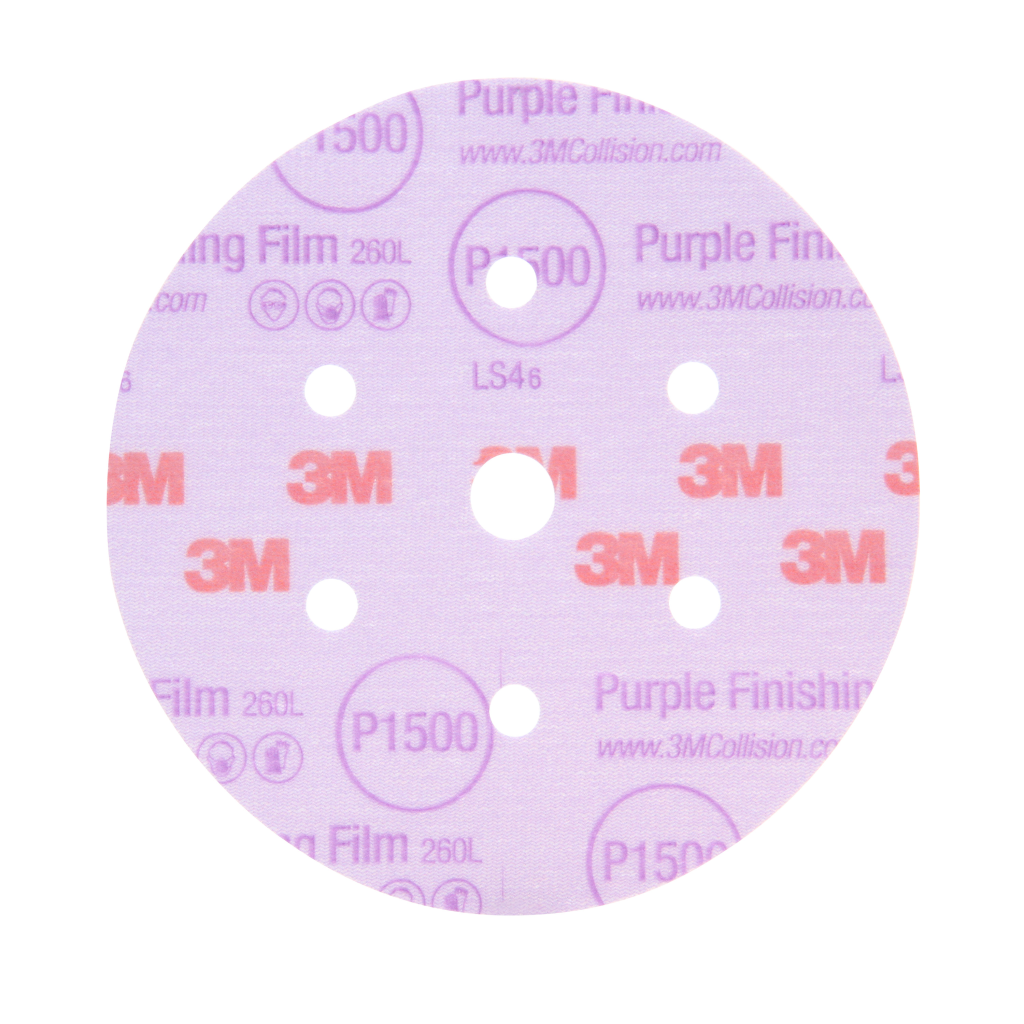3M Hookit Purple Finishing Film Abrasive Disc 260L, 51157, 6 in, Dust ...