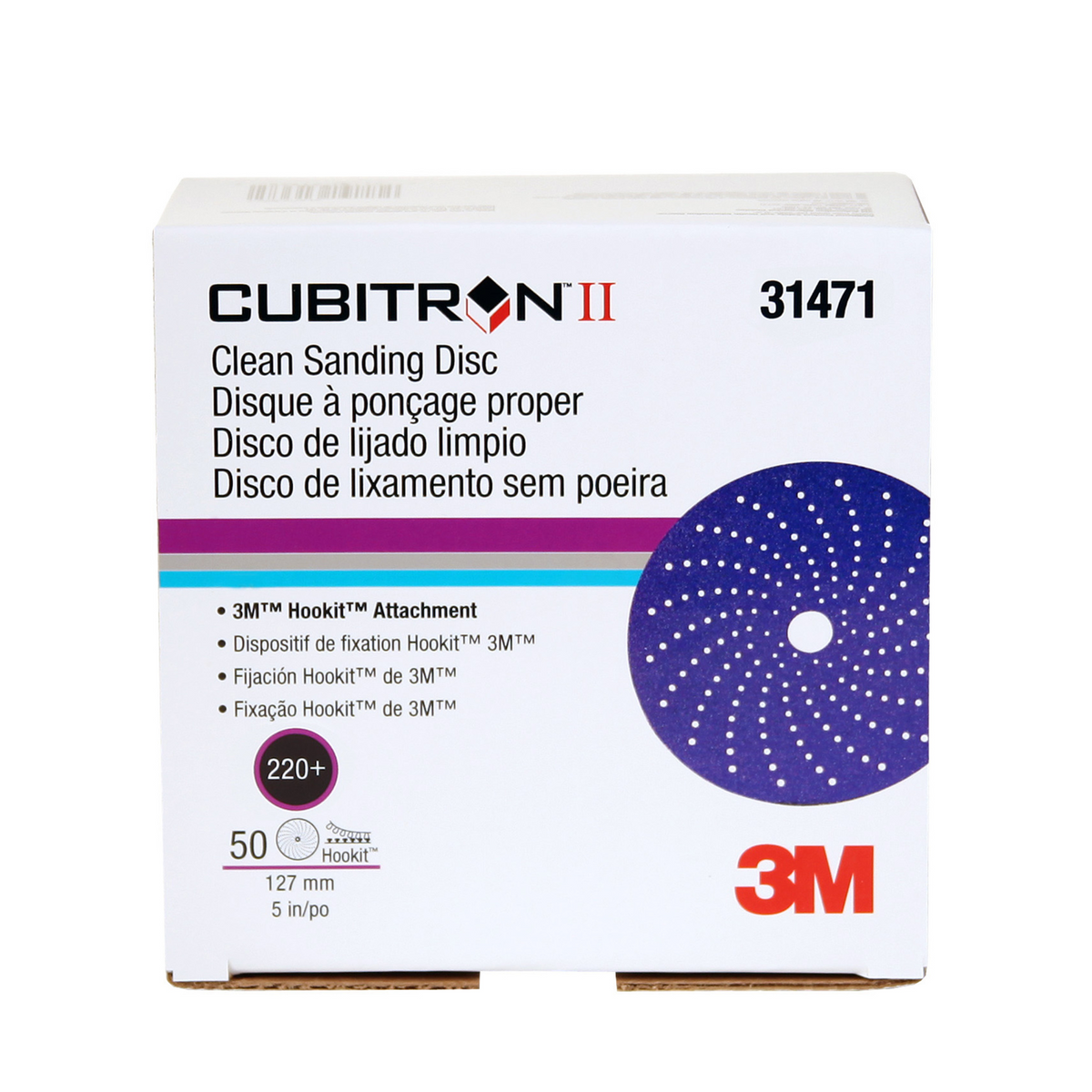 3M Cubitron II Hookit Clean Sanding Abrasive Disc, 31471, 5 in, 220+ g ...