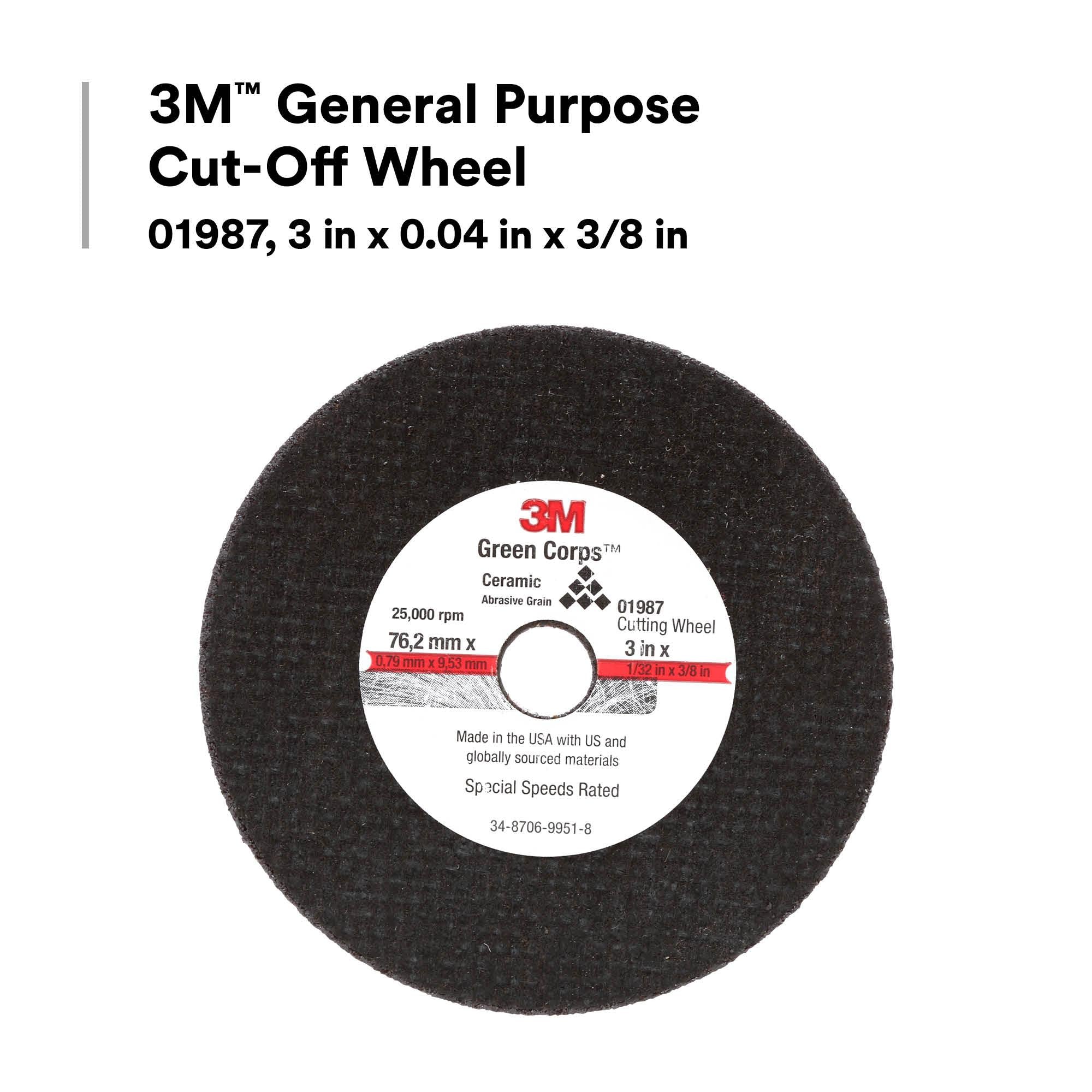 3M General Purpose Cut-Off Wheel 01987, 3 in x 0.04 in x 3/8 in – Haus ...