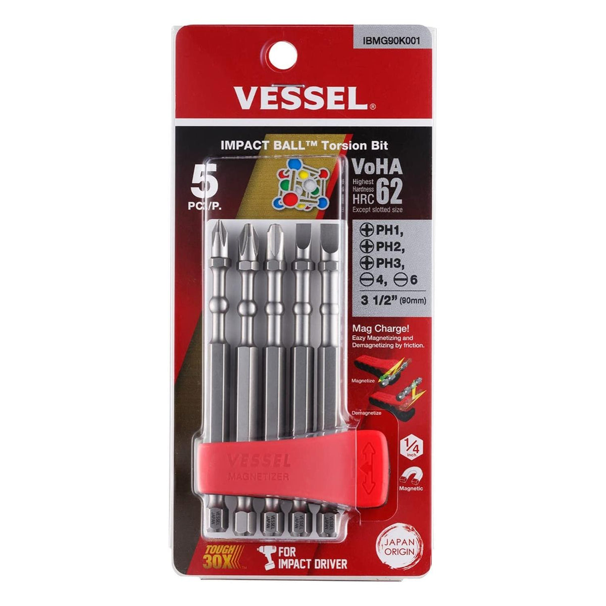 VESSEL Power Bits VESSEL Impact Ball Torsion Bits 5-Piece Set With ...